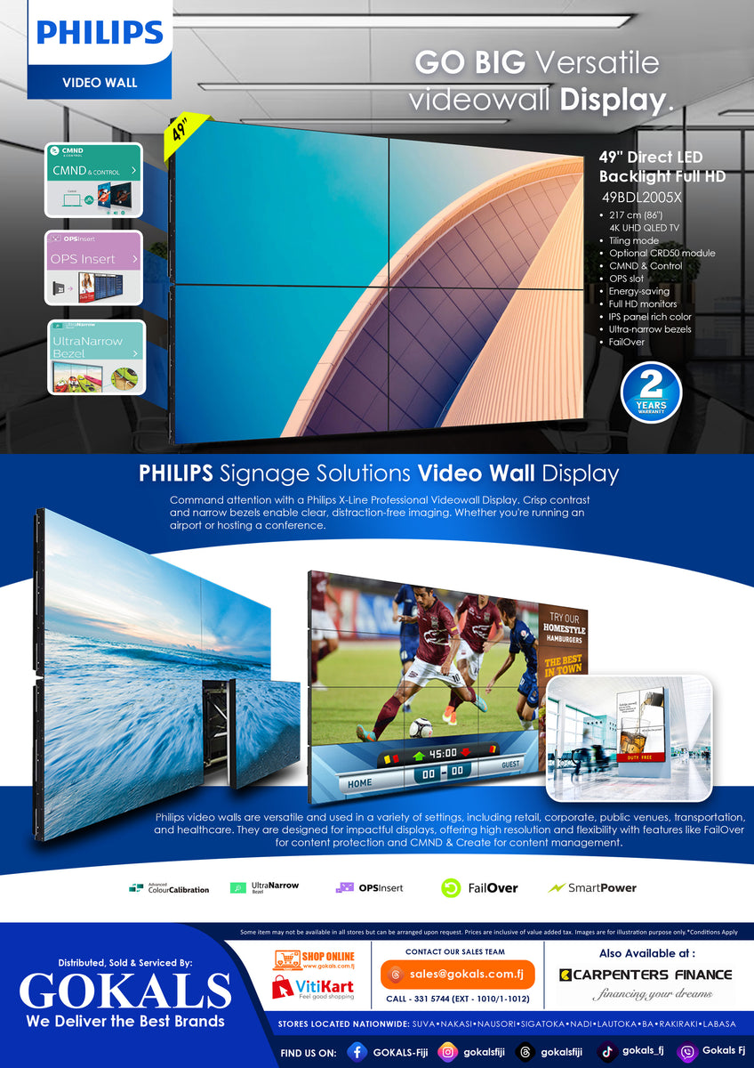 Philips Signage Solutions Video Wall Display (49BDL2005X) – Gokals Fiji